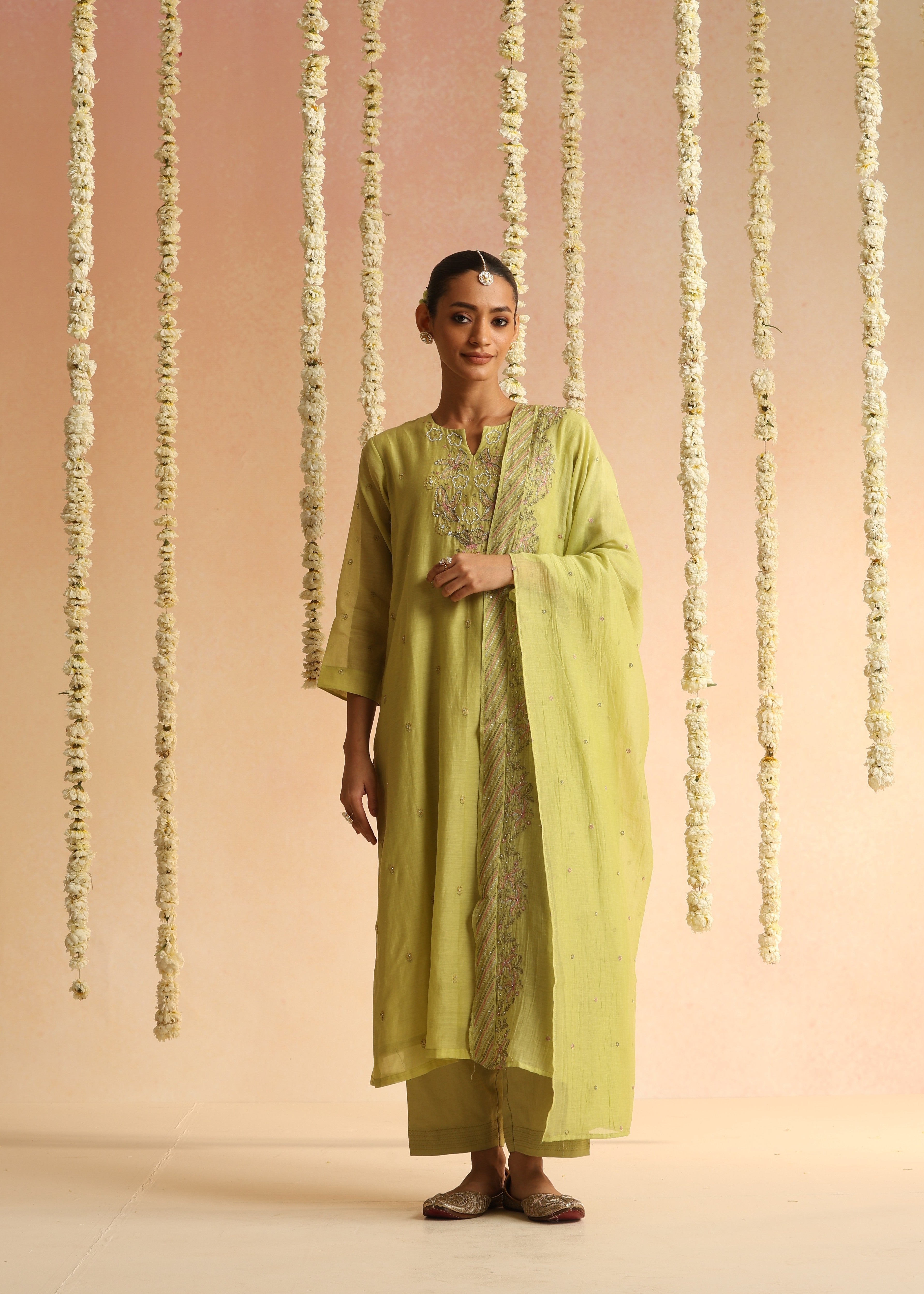 Nakasha Suit Set - Lime – Beige India